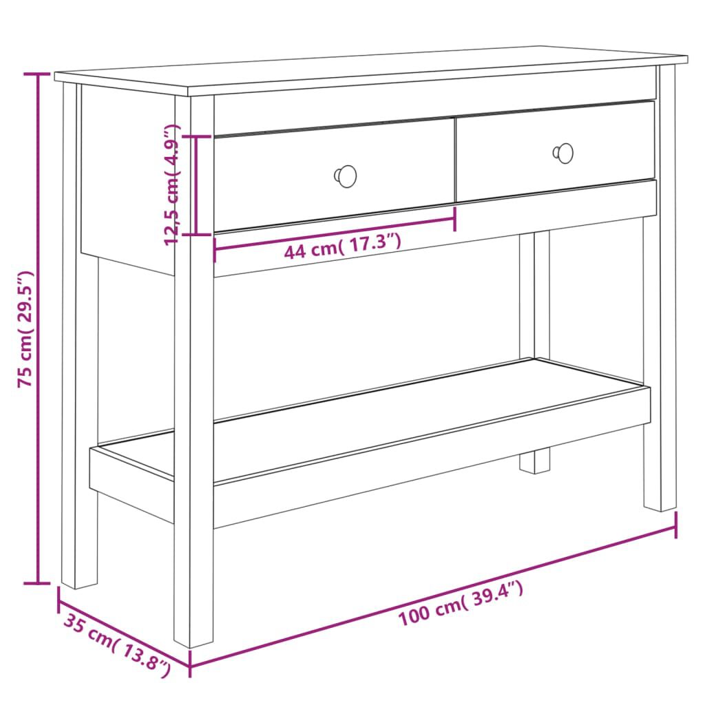 vidaXL Table console 100x35x75 cm Bois massif de pin | vidaXL.fr