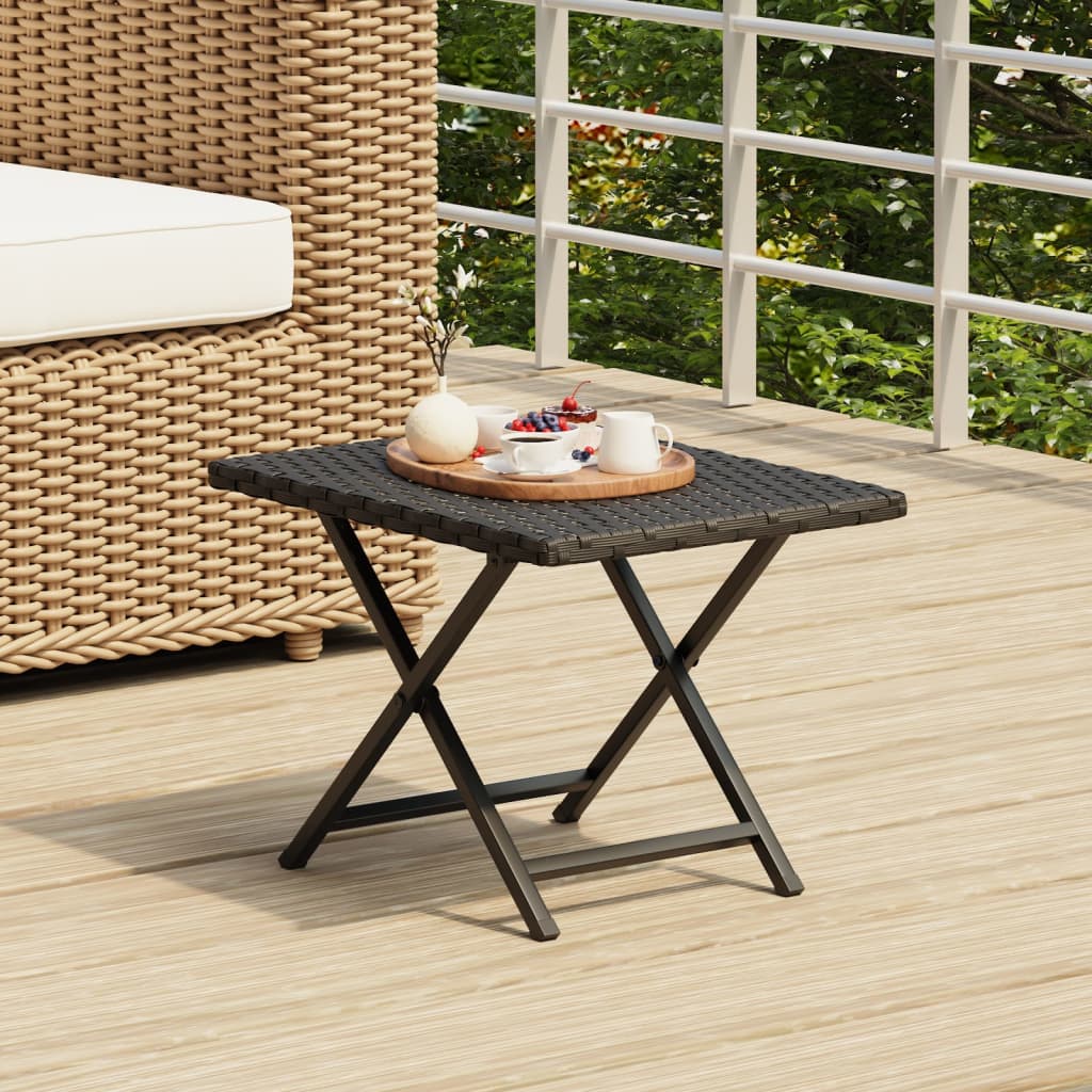 vidaXL Table pliable noir 45x35x32 cm résine tressée | vidaXL.fr