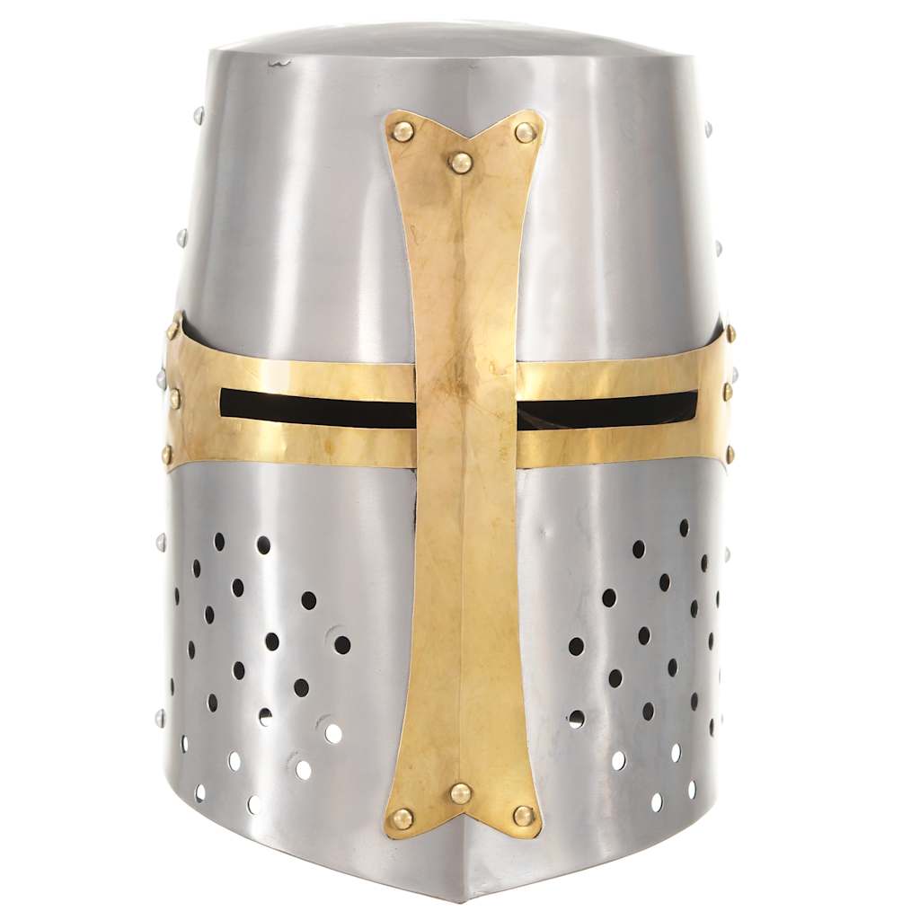 vidaXL Casque de chevalier croisé antique pour GN Argenté Acier | vidaXL.fr
